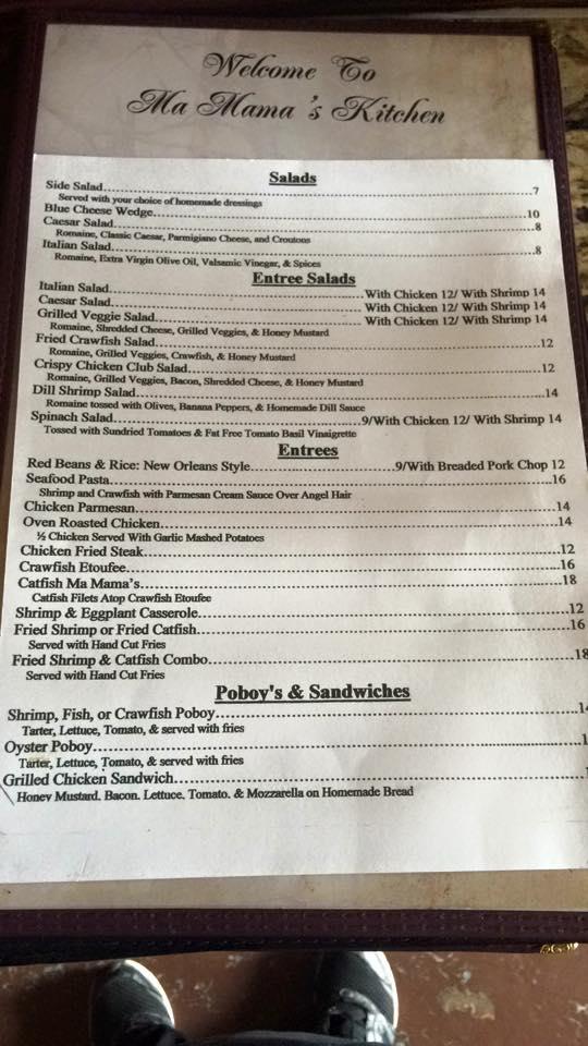 Menu at Ma Mama's Kitchen pub & bar, New Roads