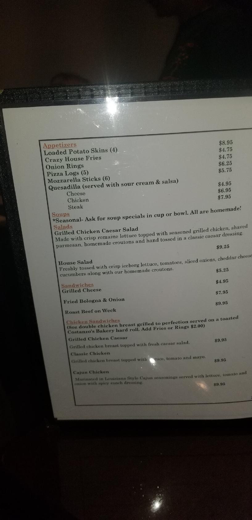 Menu at Orange Tree Inn pub & bar, Niagara Falls