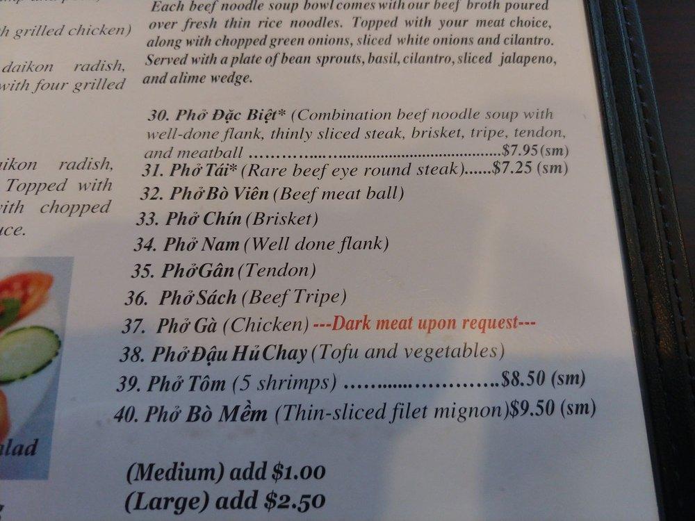 Menu at Pho Bar, Rio Rancho, Southern Blvd SE