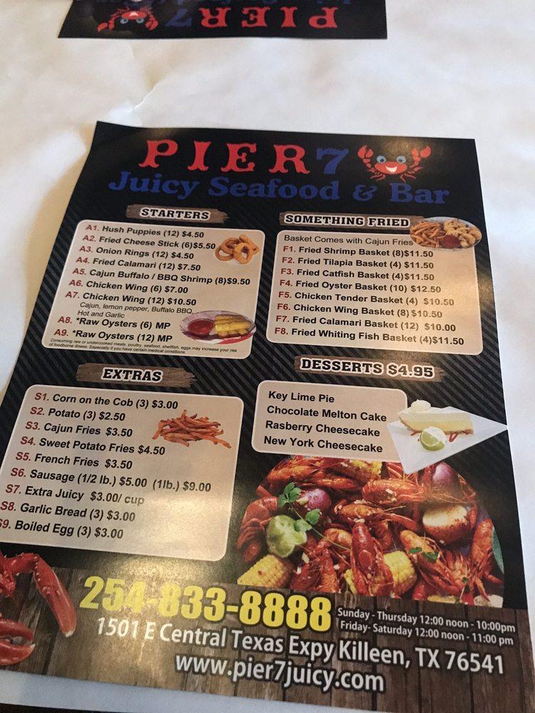 Menu at Pier 7 Juicy Seafood and Bar, Killeen