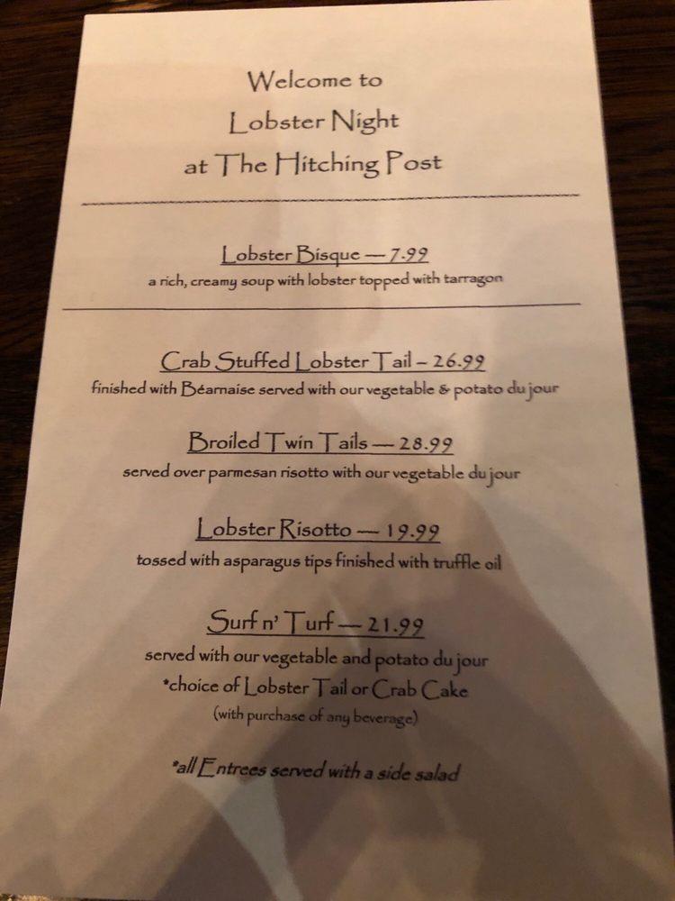 Menu at The Hitching Post restaurant, USA, Bernville Rd