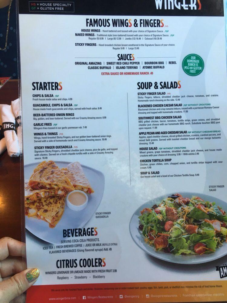 Menu at Wingers pub & bar, Elko