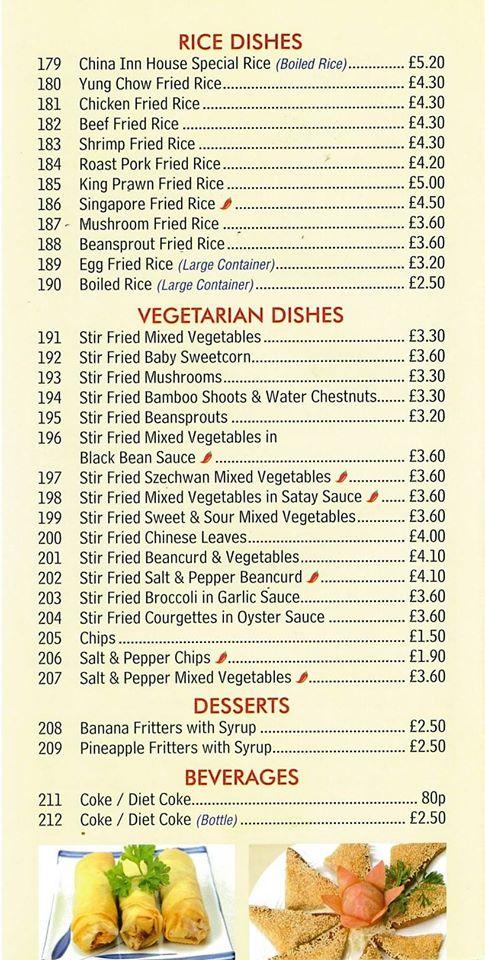 Carta del restaurante China Inn Takeaway, Westoning