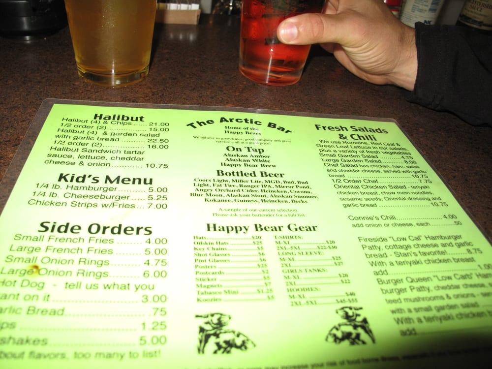 Menu at Arctic Bar, Ketchikan