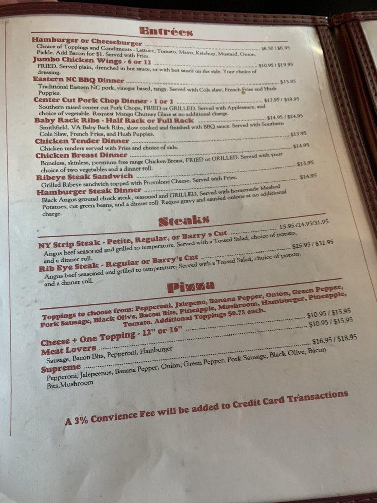 Menu at Barry's Walnut Island Restaurant and Lodge, Grandy