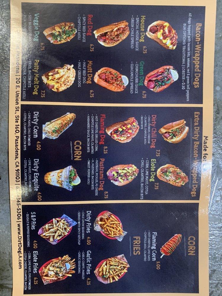 Menu at Dirt Dog Pasadena restaurant, Pasadena
