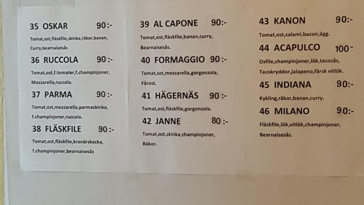 Menu at Pizzabutik Edita pizzeria, Täby