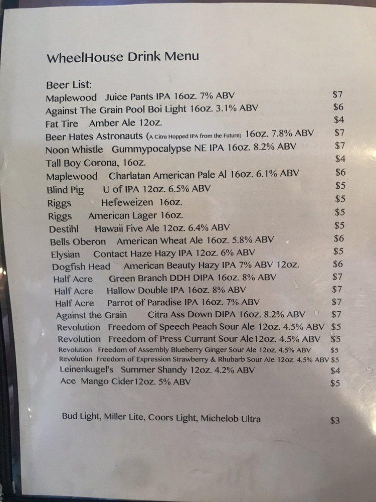 Menu at The Wheelhouse pub & bar, Saint Joseph