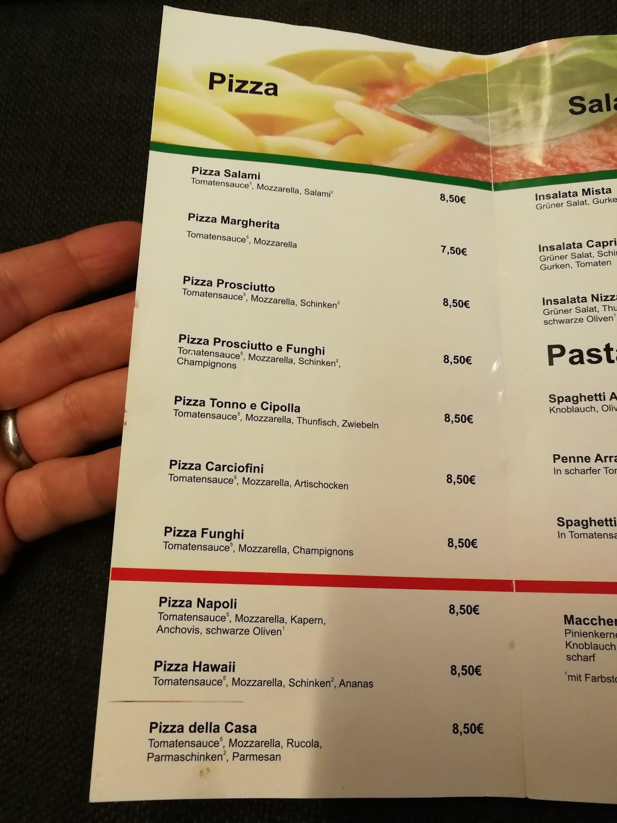 Menu at Trattoria Con Calma restaurant, Hamburg
