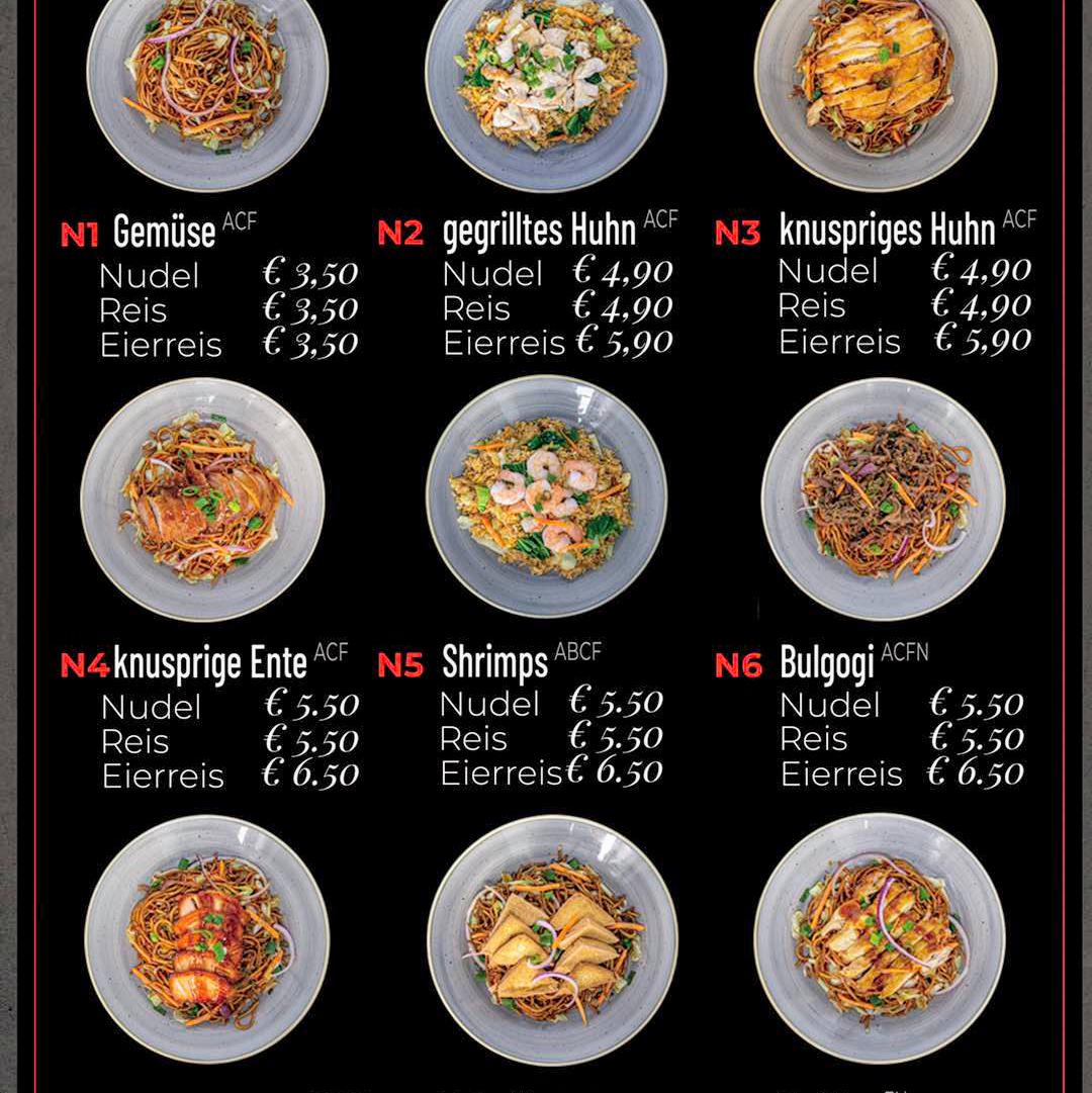 Menu at Yummy restaurant, Vienna