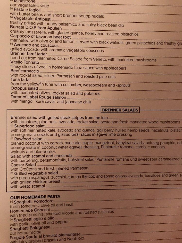 Speisekarte von Brenner Operngrill pub & Bar, München