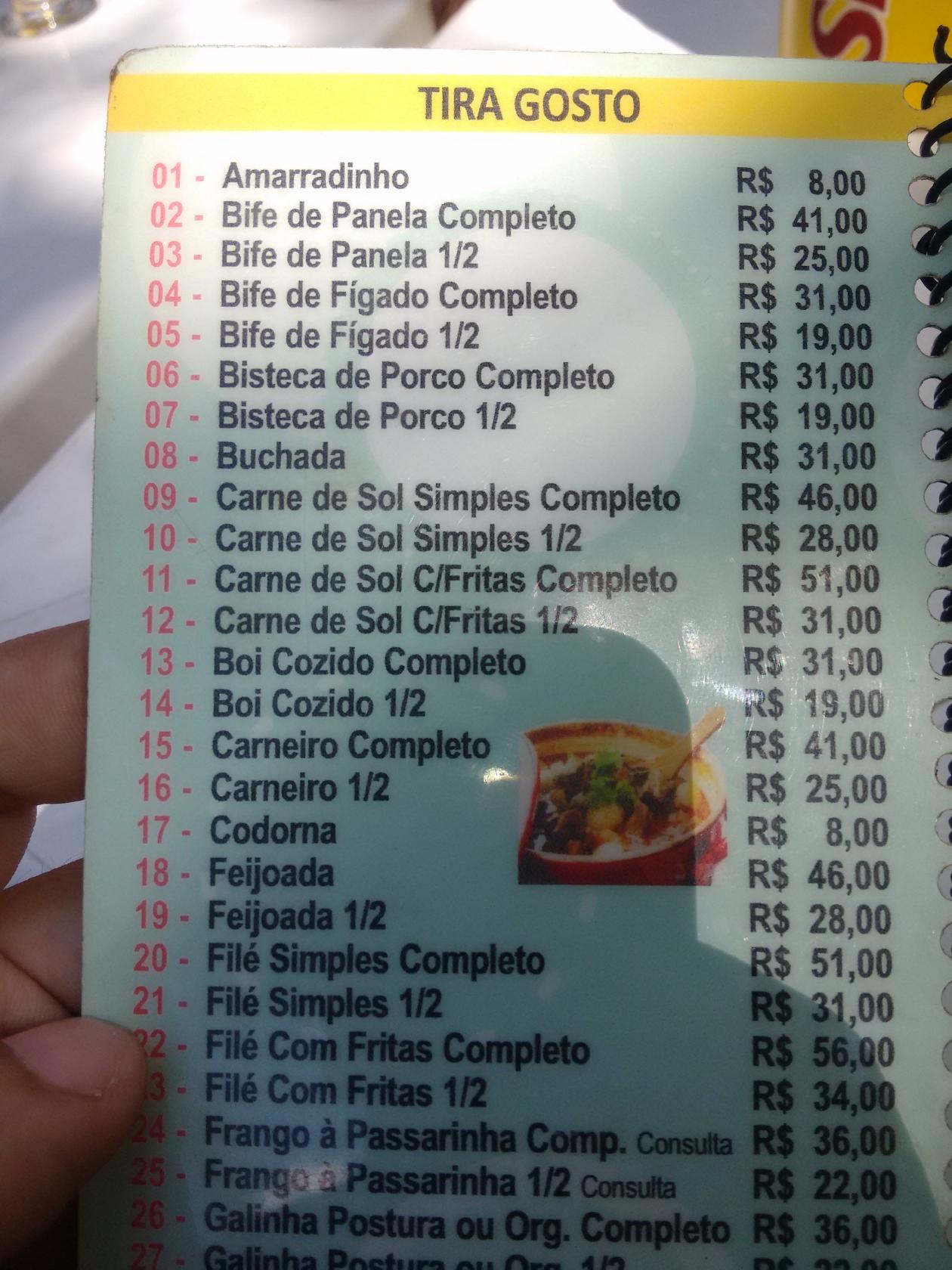 Menu em Confraria do Cajueiro restaurante, Aracaju