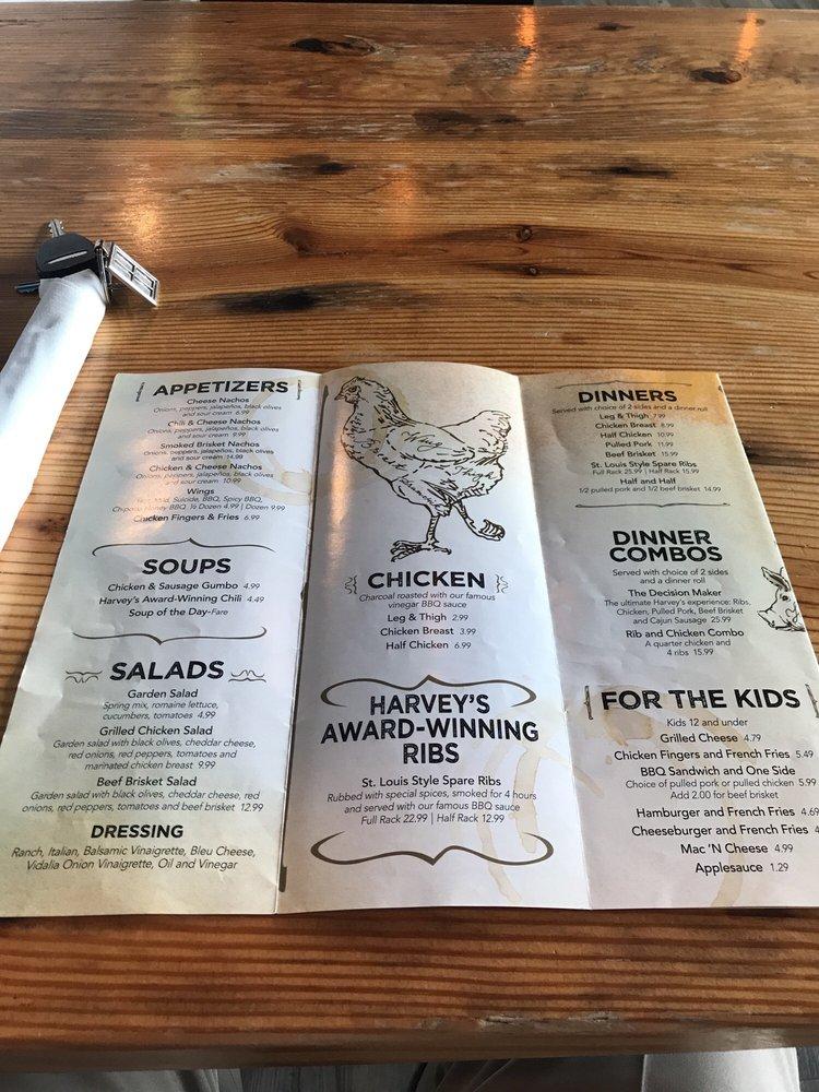 Menu at Harvey's Main Street BBQ, Mount Joy