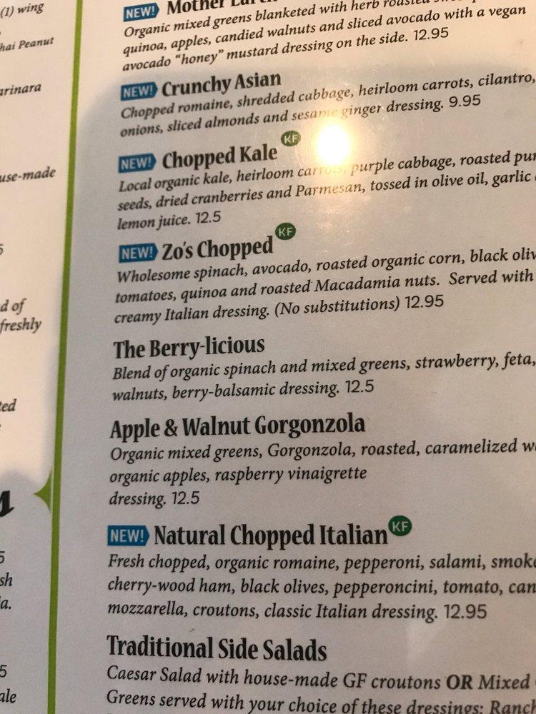 Menu at Picazzo's Healthy Italian Kitchen Paradise Valley pizzeria ...