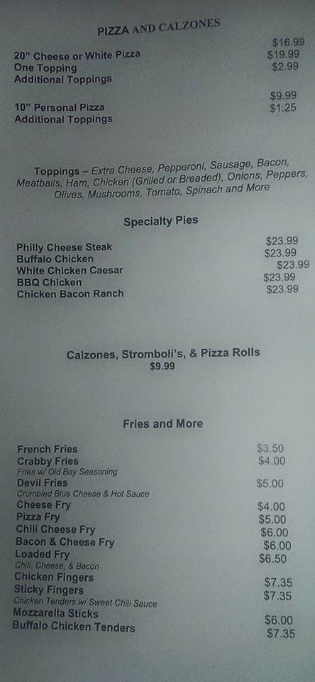 Menu at Sea Shell's Pizza & Subs pizzeria, Sea Isle City