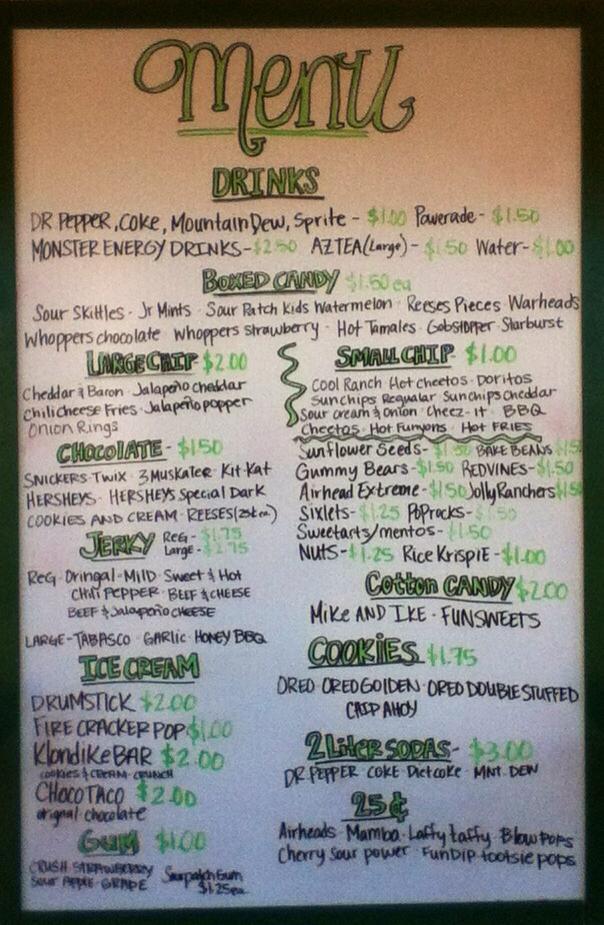 Menu at The Country Store, Saint David