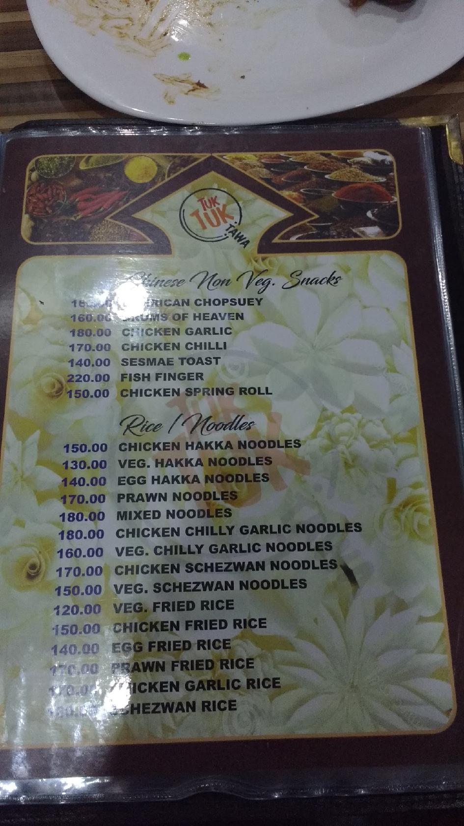 Menu at Tuk Tuk Tawa, Asansol, Opp. SBI