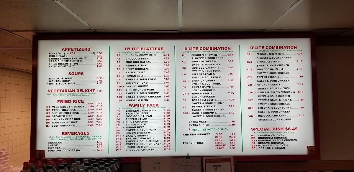 Menu at Wok D'Lite restaurant, Pearland, E Broadway St
