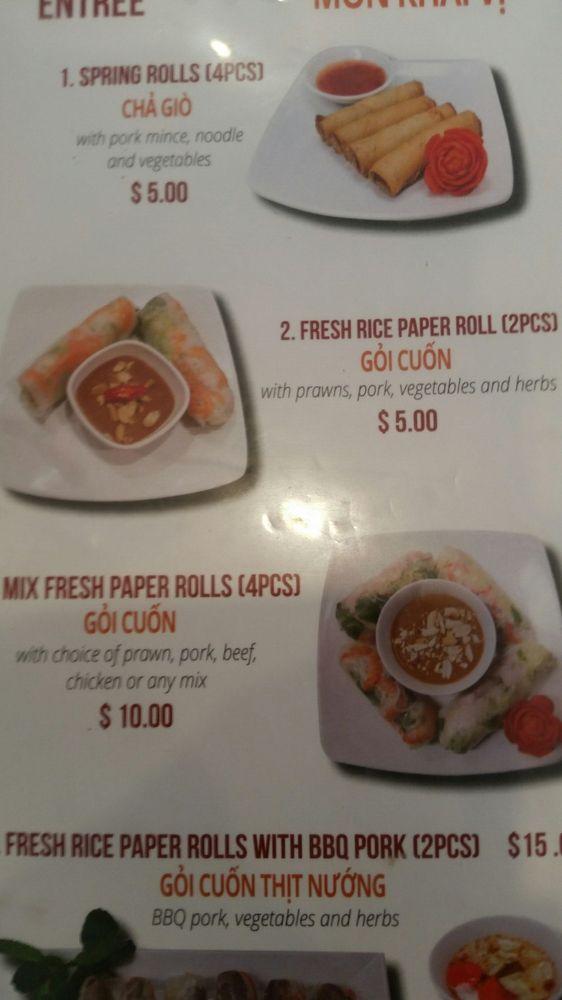 Menu at DJ Vietnamese Pho restaurant, Ingleburn