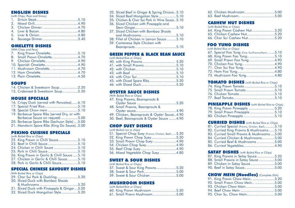 Menu at E J s Frydays fast food, Frodsham