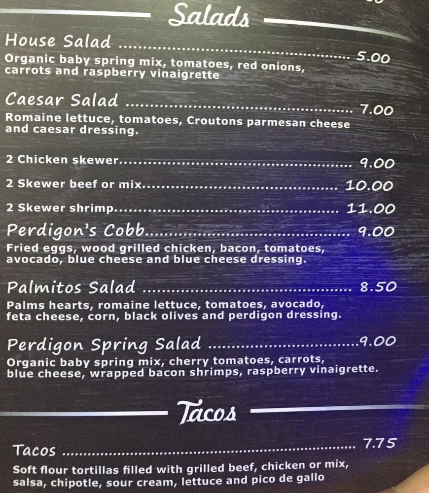 Menu at Perdigon El Sabor steakhouse, Tampa