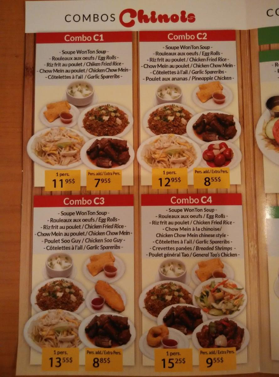 Menu at Restaurant Kim San, Montréal