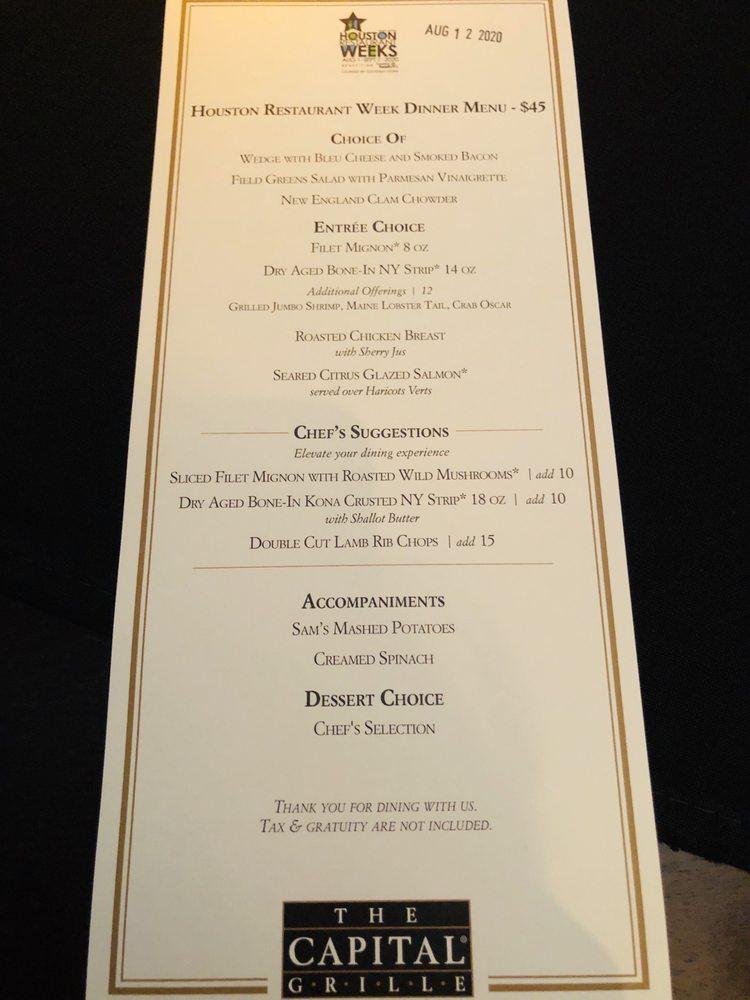 Menu at The Capital Grille pub & bar, Houston, Westheimer Rd