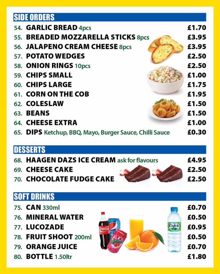 Menu at Dip 'n Go restaurant, Bromley