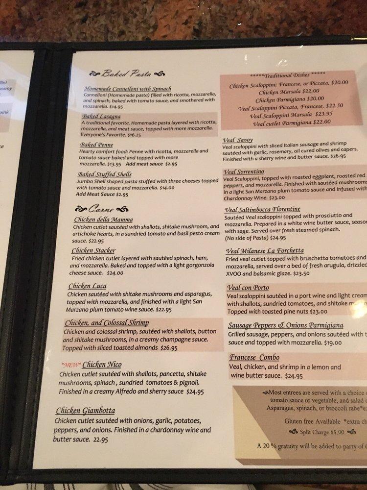 Menu at La Forchetta Italian Restaurant, Palm City