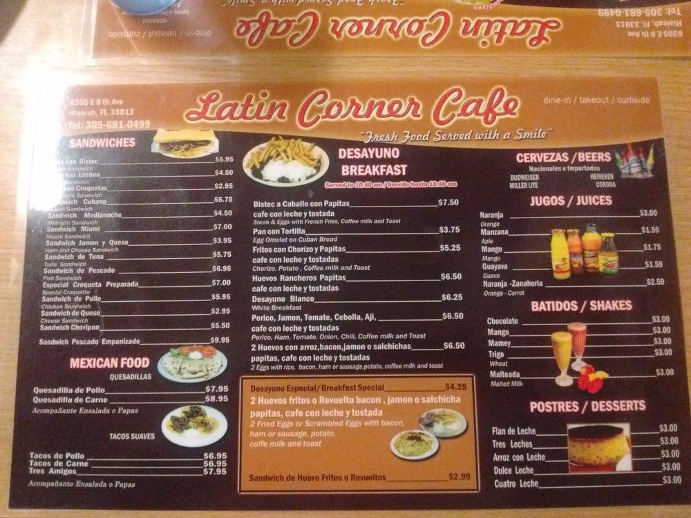 Menu at Latin Corner Cafe, Hialeah, E 8th Ave