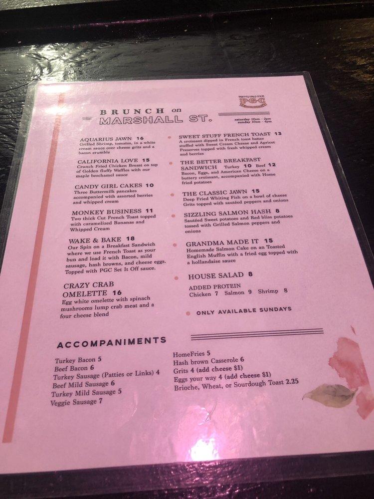 Menu at Pretty Girls Cook restaurant, Philadelphia