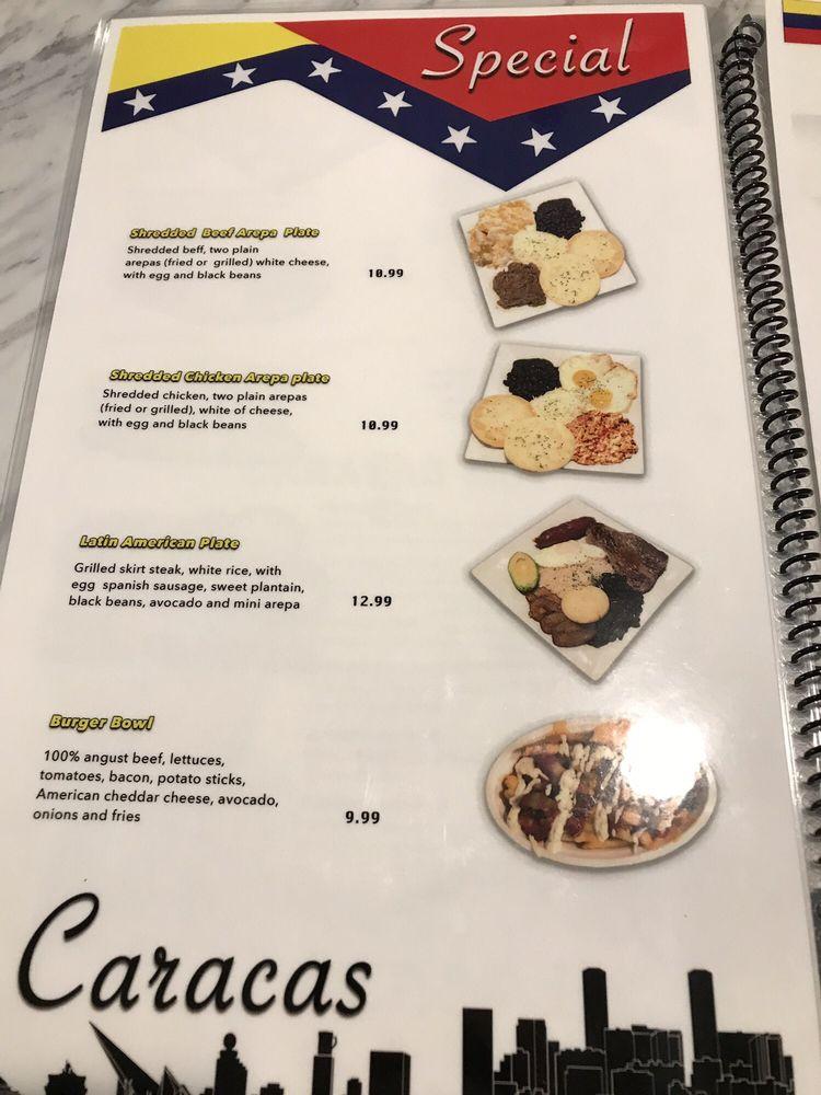 Menu at Caracas Bistro restaurant, Mishawaka
