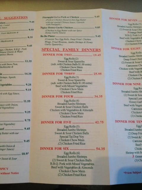 Menu at Double Happiness Restaurant, Acton
