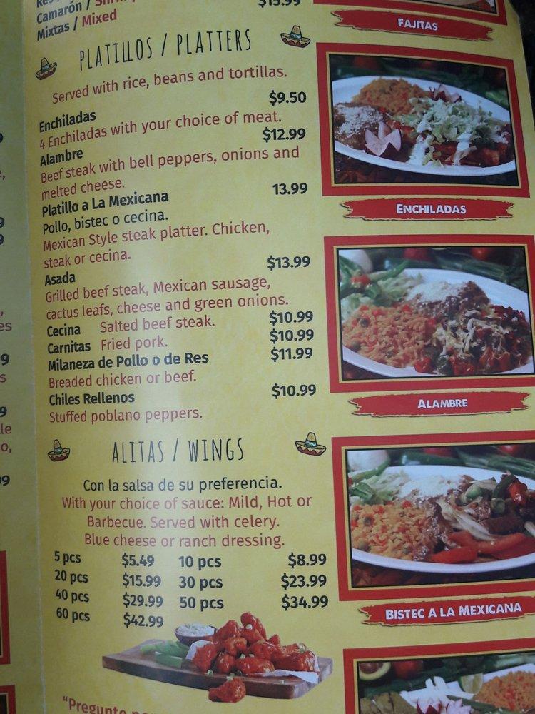 Menu at El Mercadito Mexican grocery restaurant, Newark