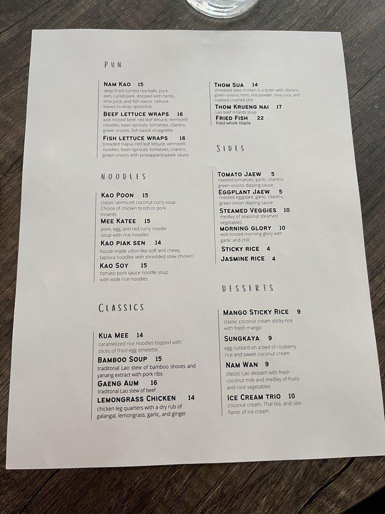 Menu at Lao, Der! restaurant, Stockton