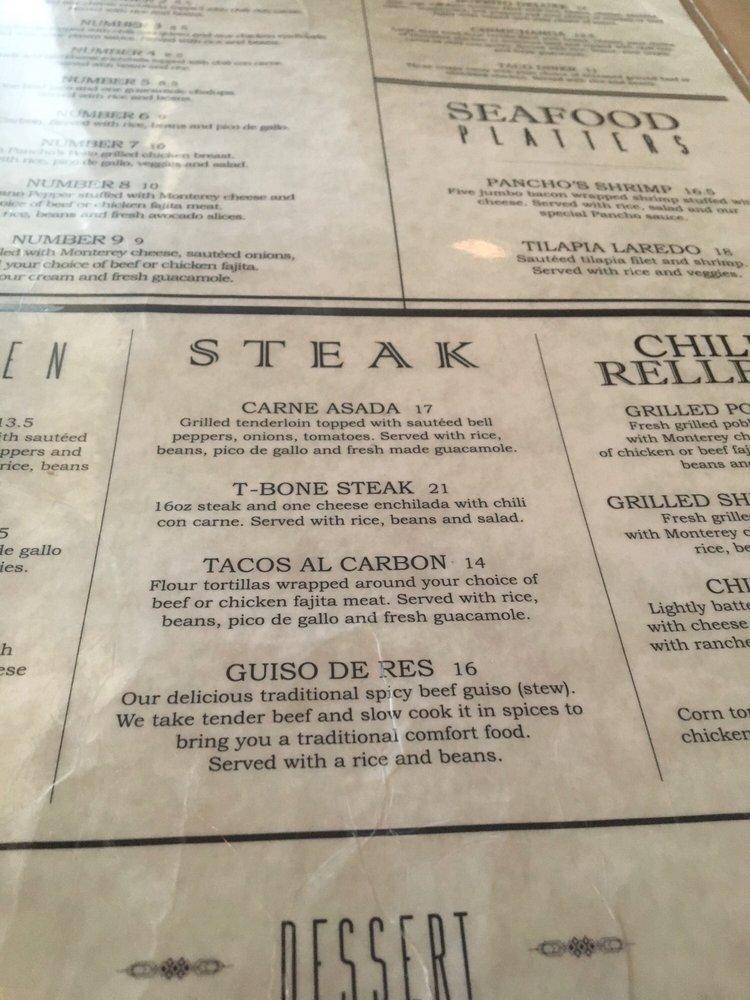 Menu at Mama Cuca's Mexican Cuisine restaurant, Mansfield