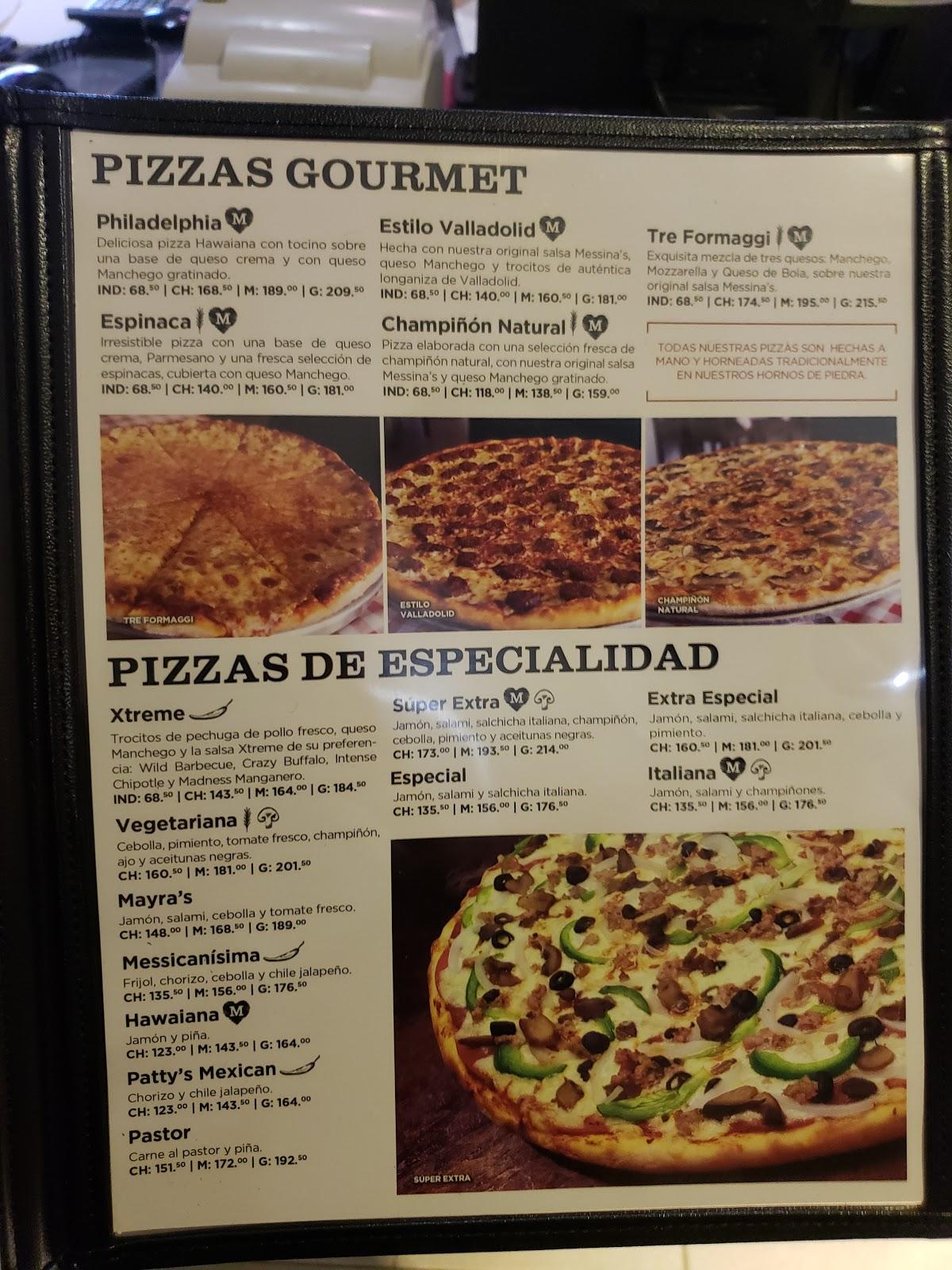 Carta del restaurante Pizza Messina's Chenkú, Merida, C. 37 377