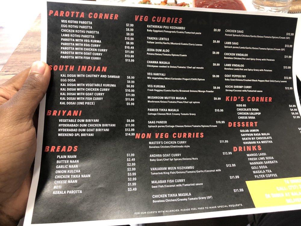Menu at Nalan Indian Cuisine restaurant, Lemoyne