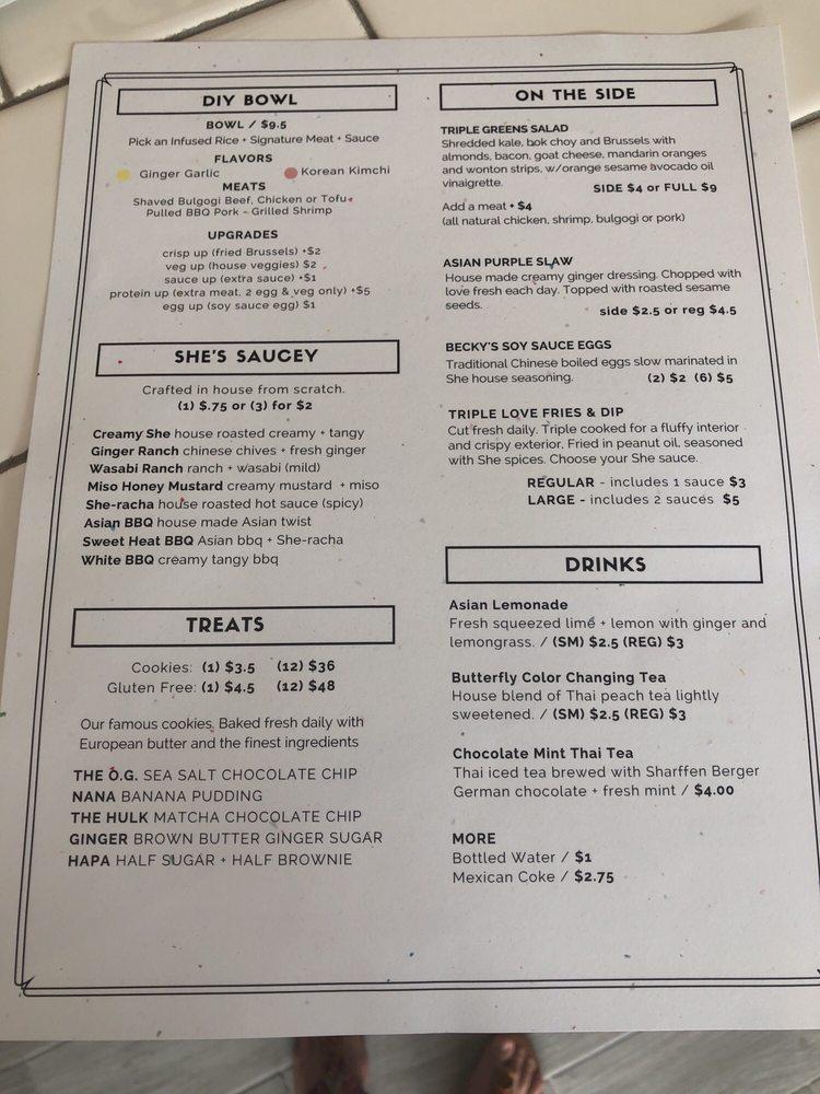 Menu at She Craft Co restaurant, Tyrone