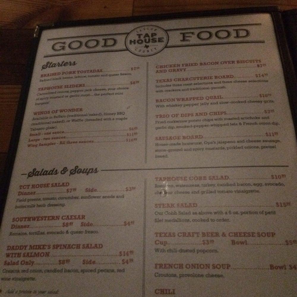 Menu at Taylor County Taphouse pub & bar, Abilene, Catclaw Dr