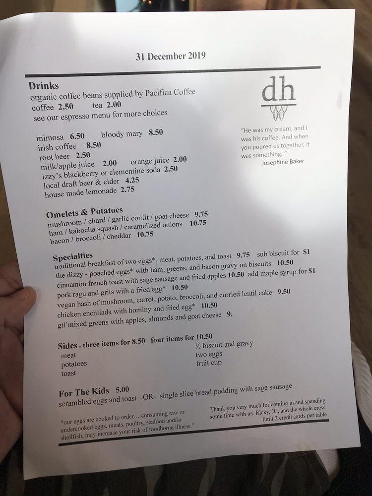 Menu at The Dizzy Hen restaurant, Philomath, Main St