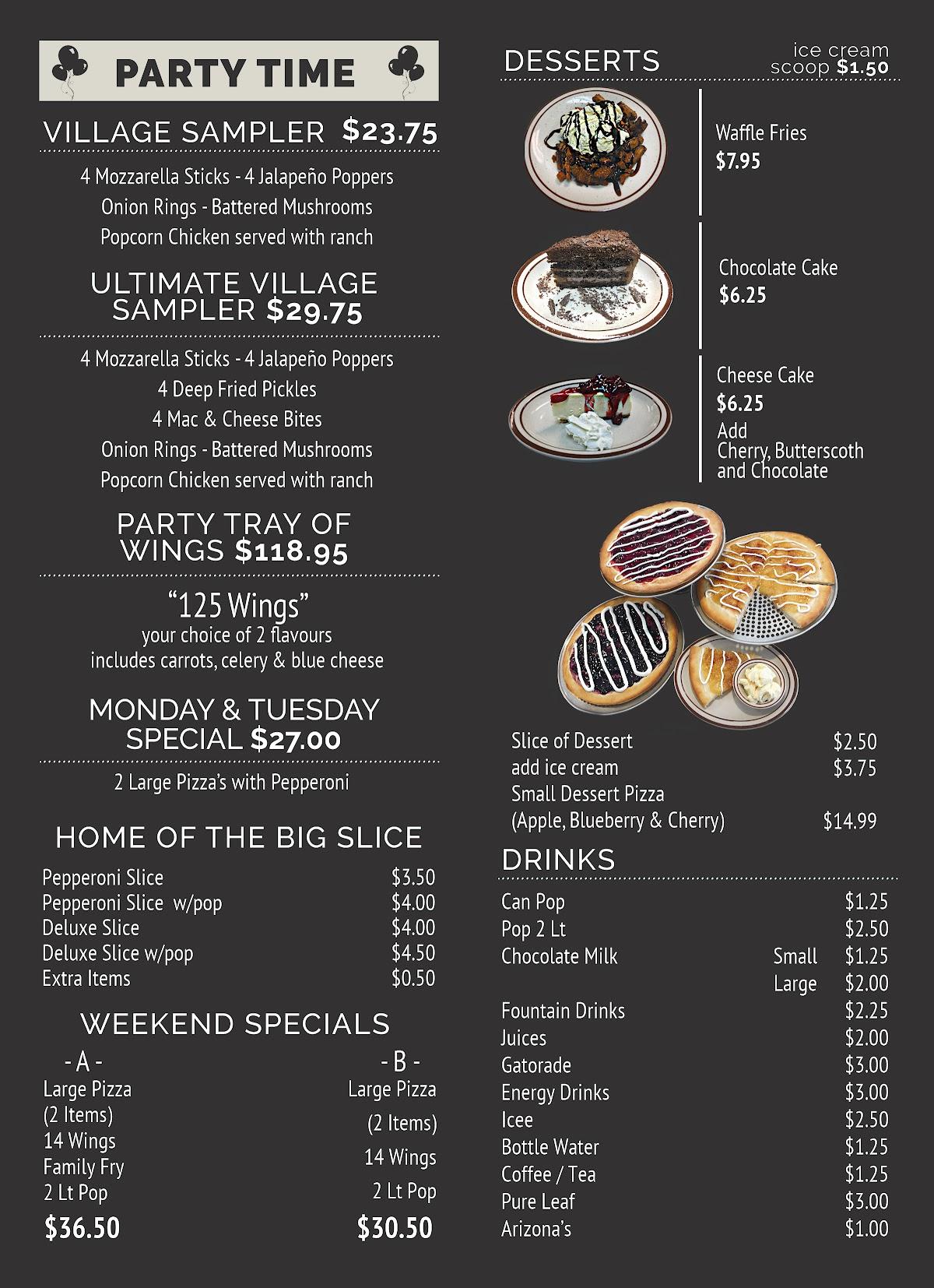 Menu at Village Pizza & Wings restaurant, Ohsweken