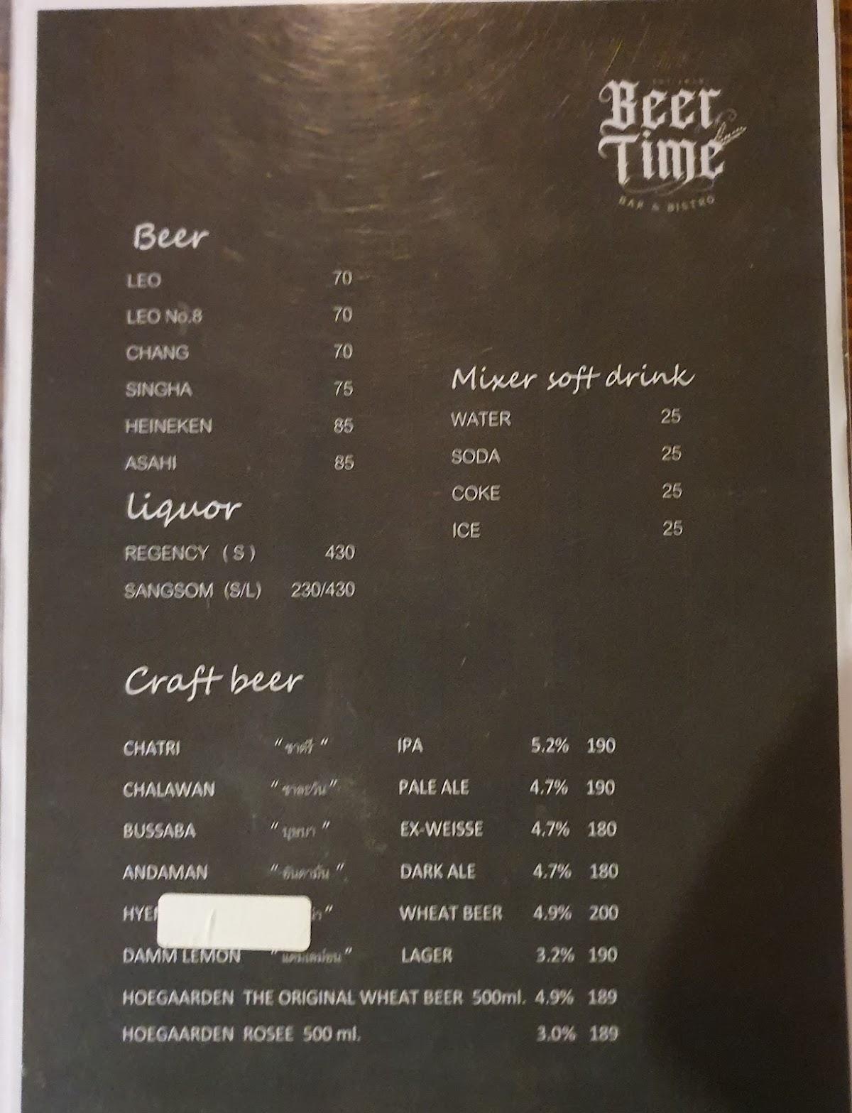 Menu at เบียร์ไทม์ BEER TIME (bar & bistro), Chiang Mai