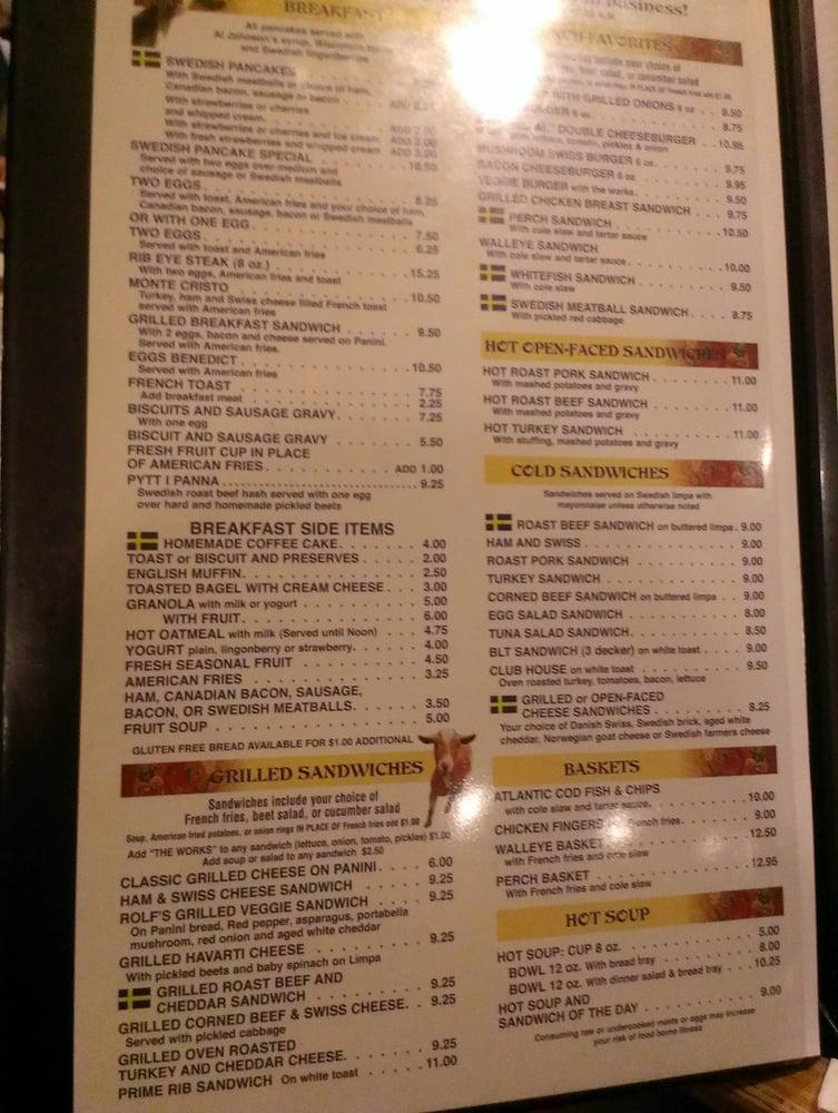 Menu at Al Johnson’s Swedish Restaurant & Butik, Sister Bay
