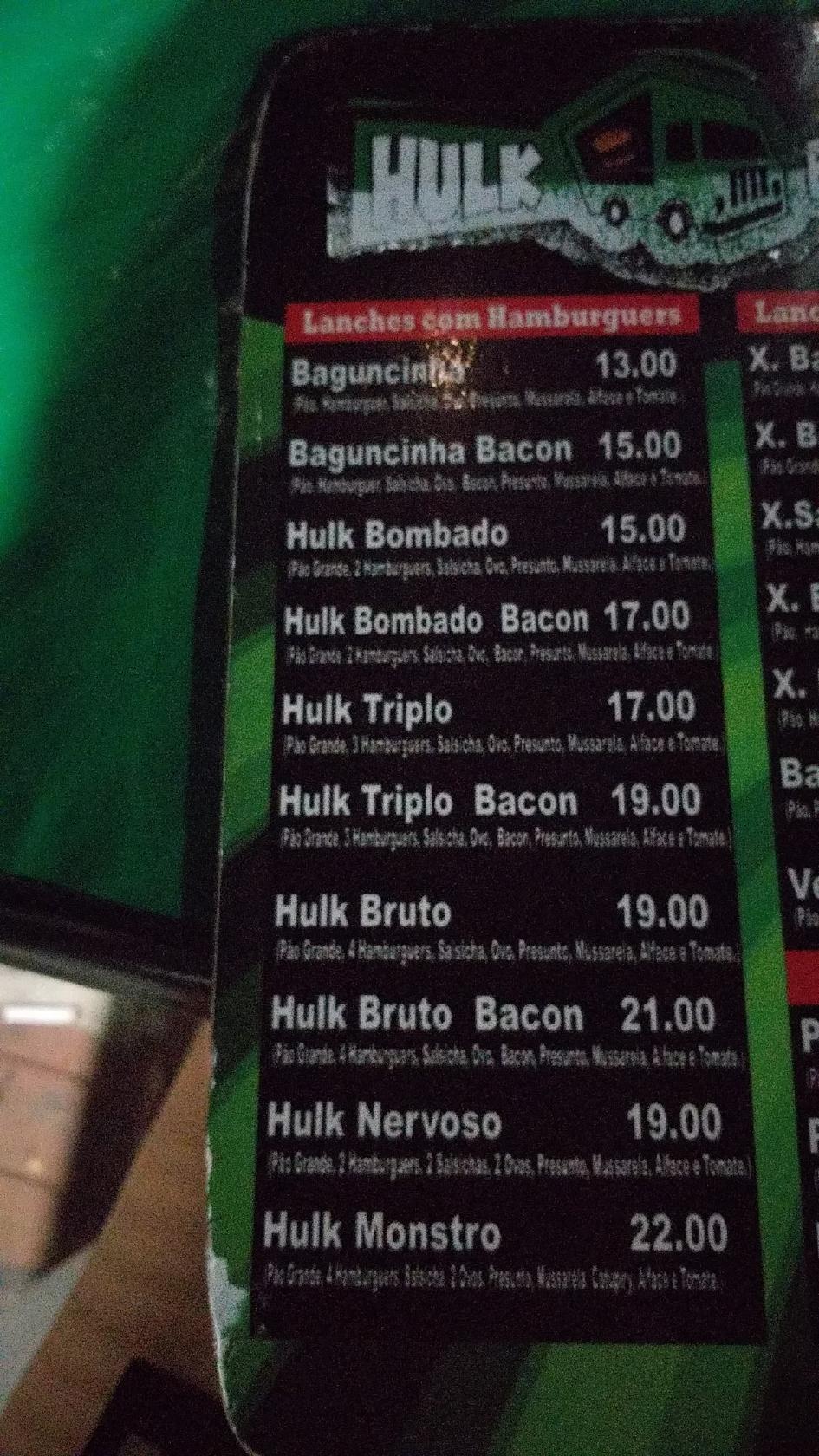 Menu em Caminhão Hulk Burguer pub & Bar, Cuiabá