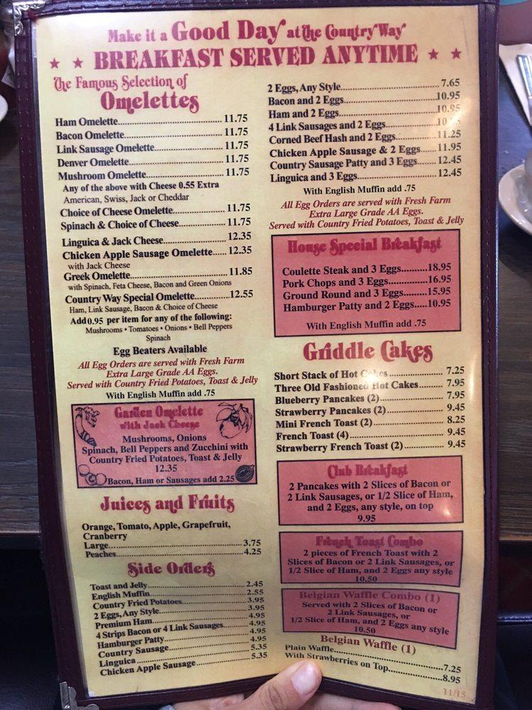 Menu at Country Way restaurant, Fremont