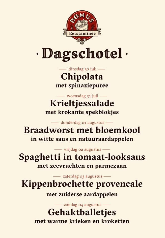 Menu at Domus, Leuven, Tiensestraat 8