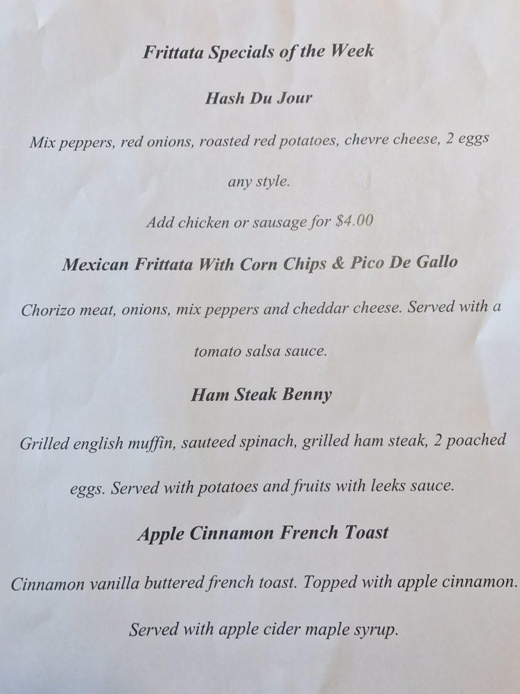 Menu at Frittata cafe, Clawson