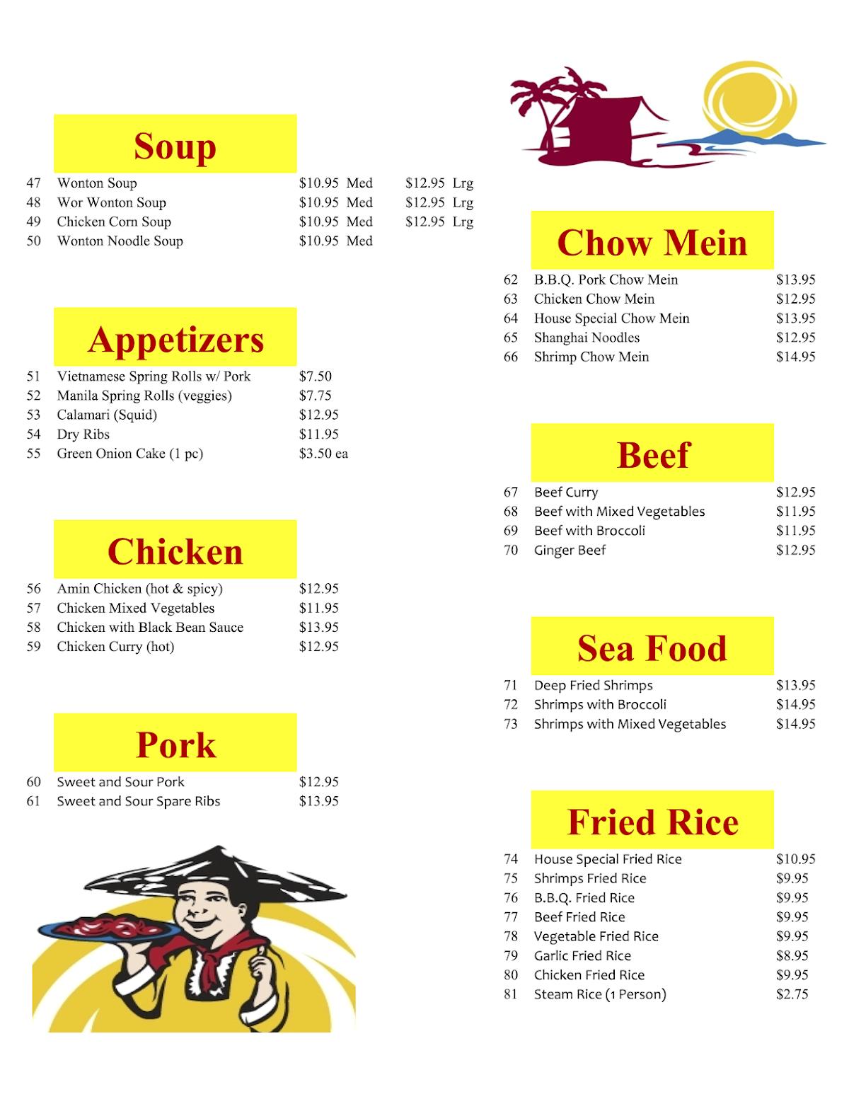 Menu at Palabok House restaurant, Edmonton