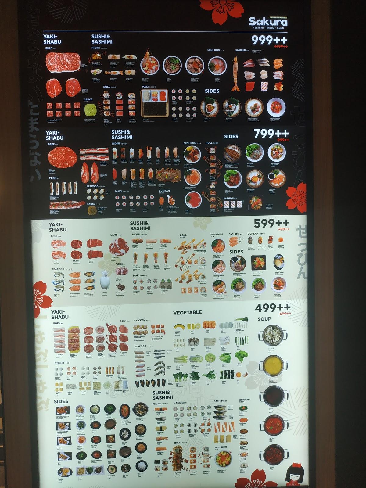 Menu at Sakura restaurant, Bangkok, ชั้น 3 1691 Phahonyothin Rd